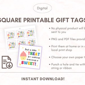 Teacher Thank You Gift Tag Printable, Just a Little Treat for Making ...