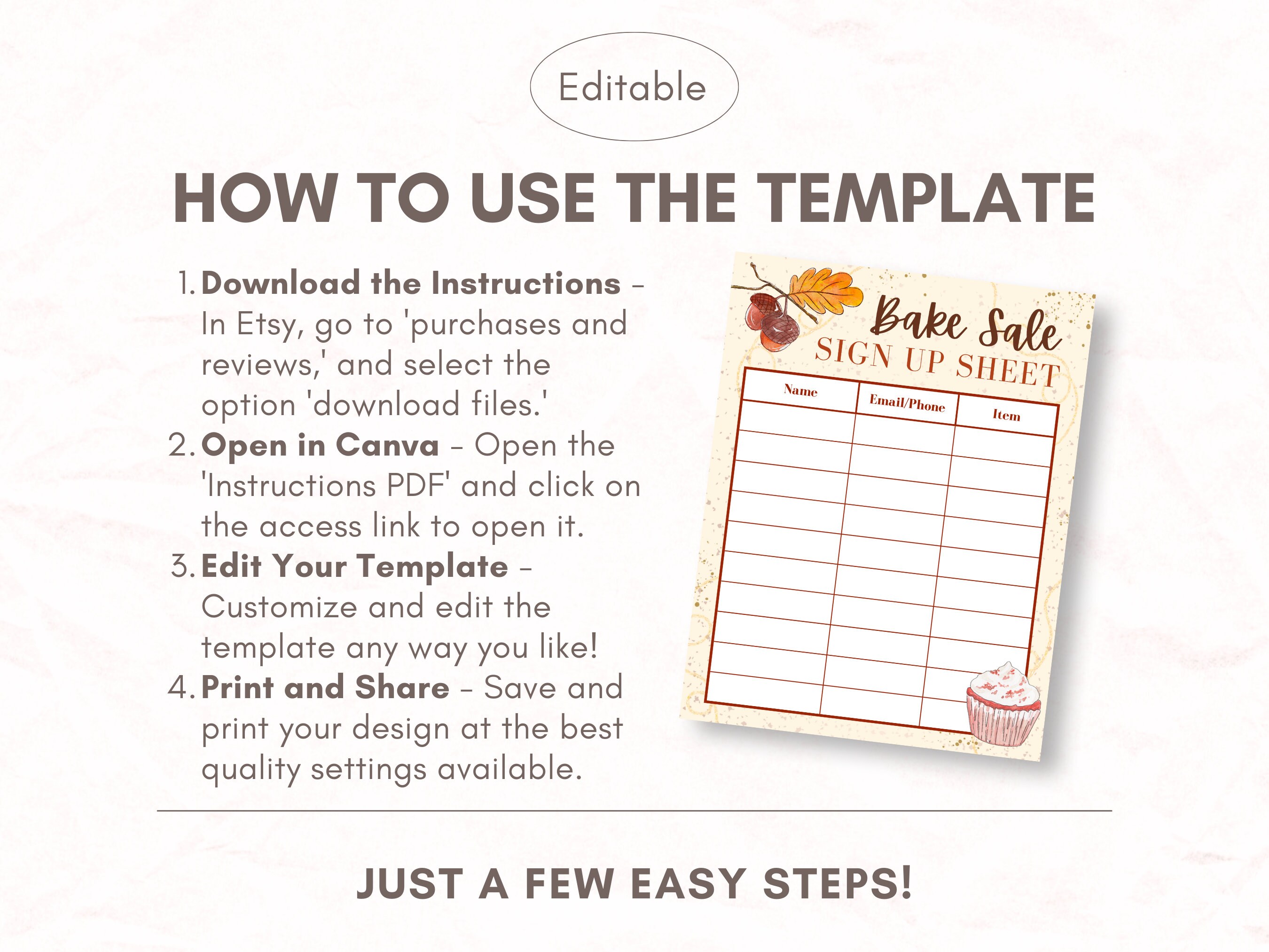 Autumn Bake Sale Sign up Sheet Template Fall Bake Sale Sign - Etsy