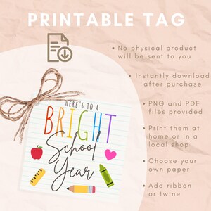 Happy First Day of School Tag, Here's to a Bright Year, Back to School ...