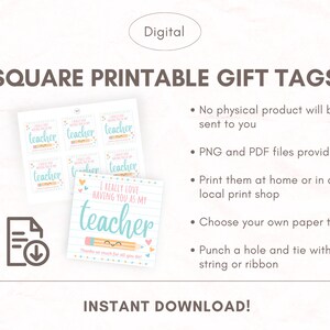 Teacher Thank You Gift Tag Printable, I Really Love Having You as My ...
