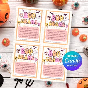 Editable Halloween Boo Grams Templates, PTA Halloween Events, Canva ...