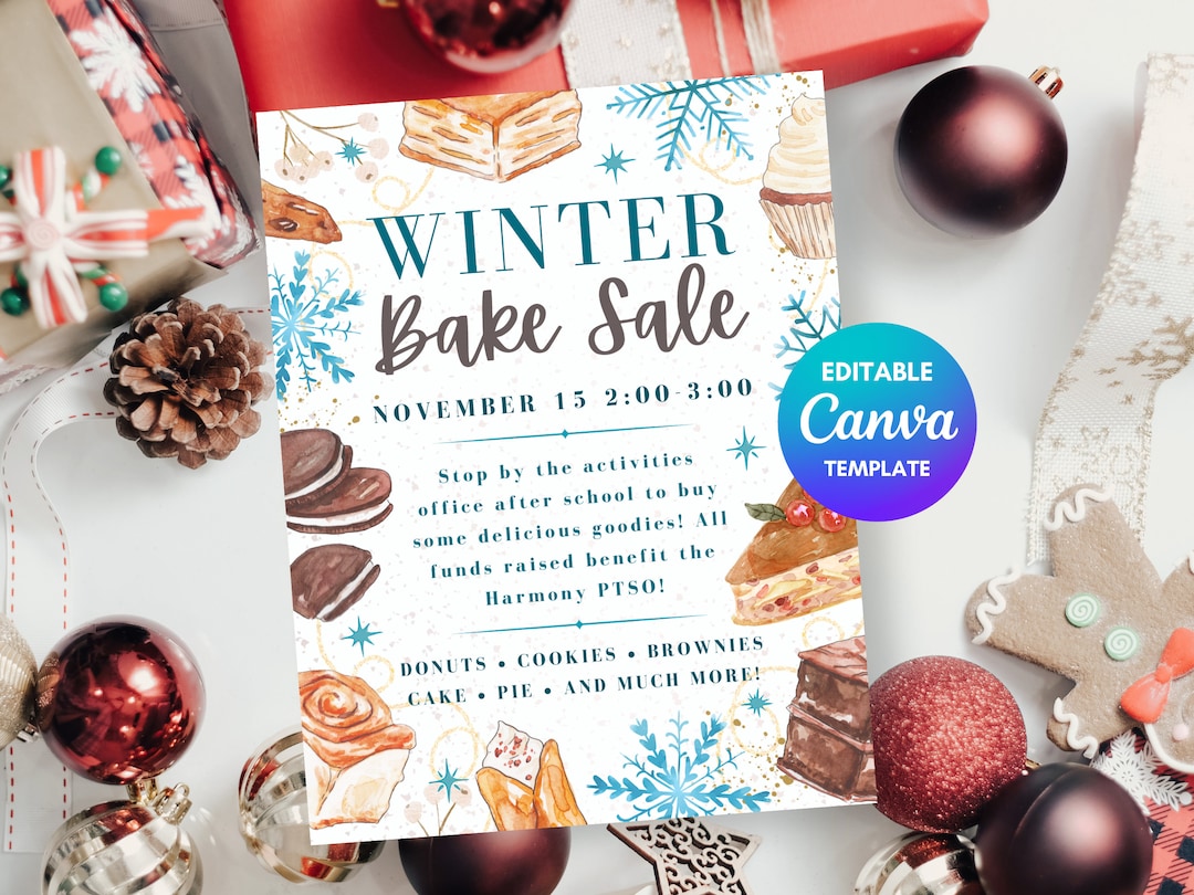 Winter Bake Sale Flyer Template, Winter Bake Sale Flyer for Church ...