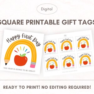 Happy First Day of School Tag, Back to School Gift Tag, Printable Back ...
