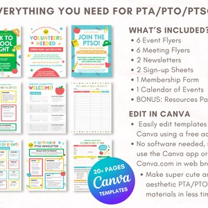 Editable PTA Meeting Flyer Bundle, PTA Newsletter, Canva Template for ...