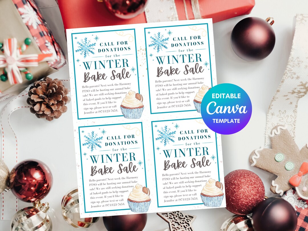 Winter Bake Sale Flyer Template, Winter Bake Sale Flyer for Church ...