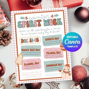 Winter Spirit Week Flyer Template, Christmas Spirit Week, Winter Dress ...