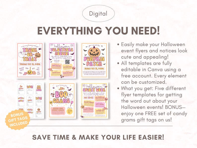 Editable Halloween Flyer Templates, PTA/PTO Events (canva Template ...