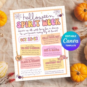 Halloween Spirit Week Flyer, PTA Halloween Events Flyer, School Spirit ...