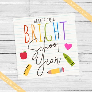 Happy First Day of School Tag, Here's to a Bright Year, Back to School ...