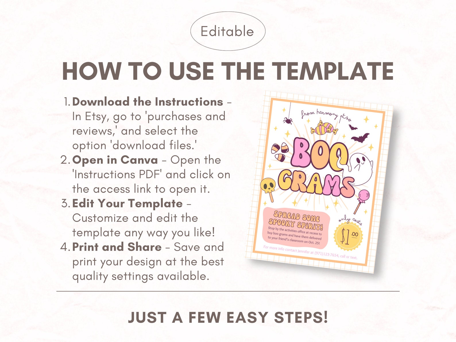 Editable Halloween Boo Grams Template, Candy Gram Fundraiser (canva ...