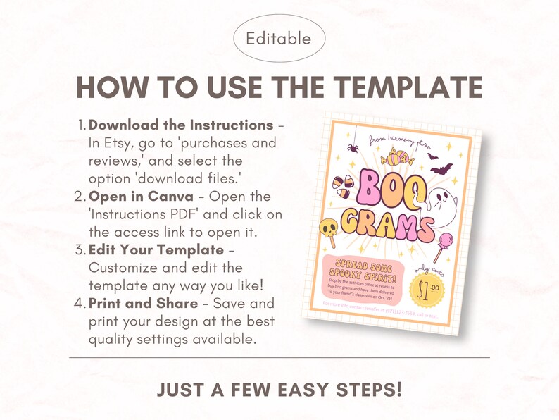 Editable Halloween Boo Grams Template, Candy Gram Fundraiser (canva ...