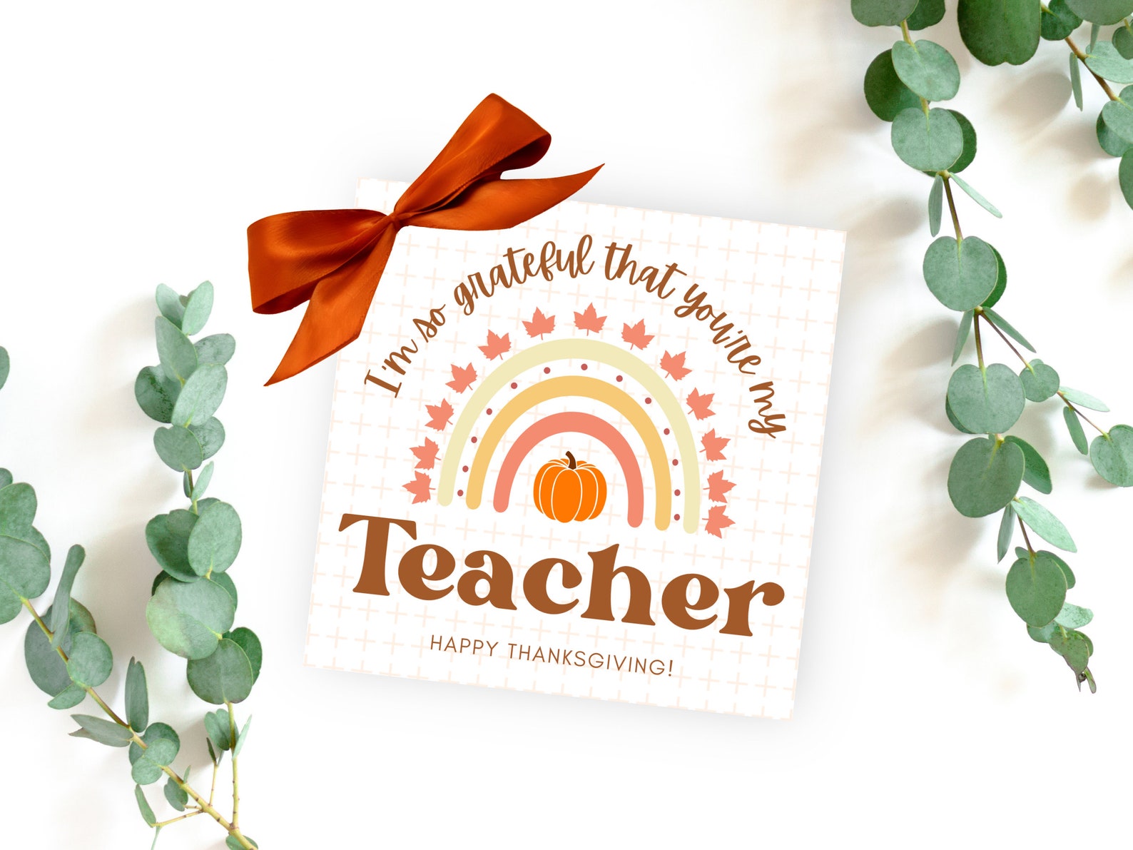 Thanksgiving Teacher Gift Tag, Printable Rainbow Pumpkin (digital ...