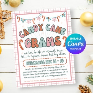 Candy Cane Grams Grams Template, Editable PTA Holiday Event, Canva ...