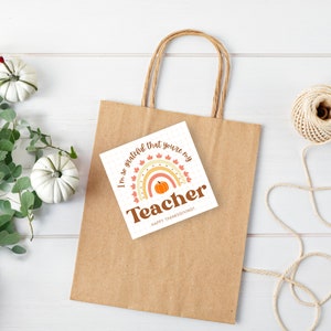 Thanksgiving Treat Tag, Grateful You're My Teacher Cookie Tag, Pumpkin ...