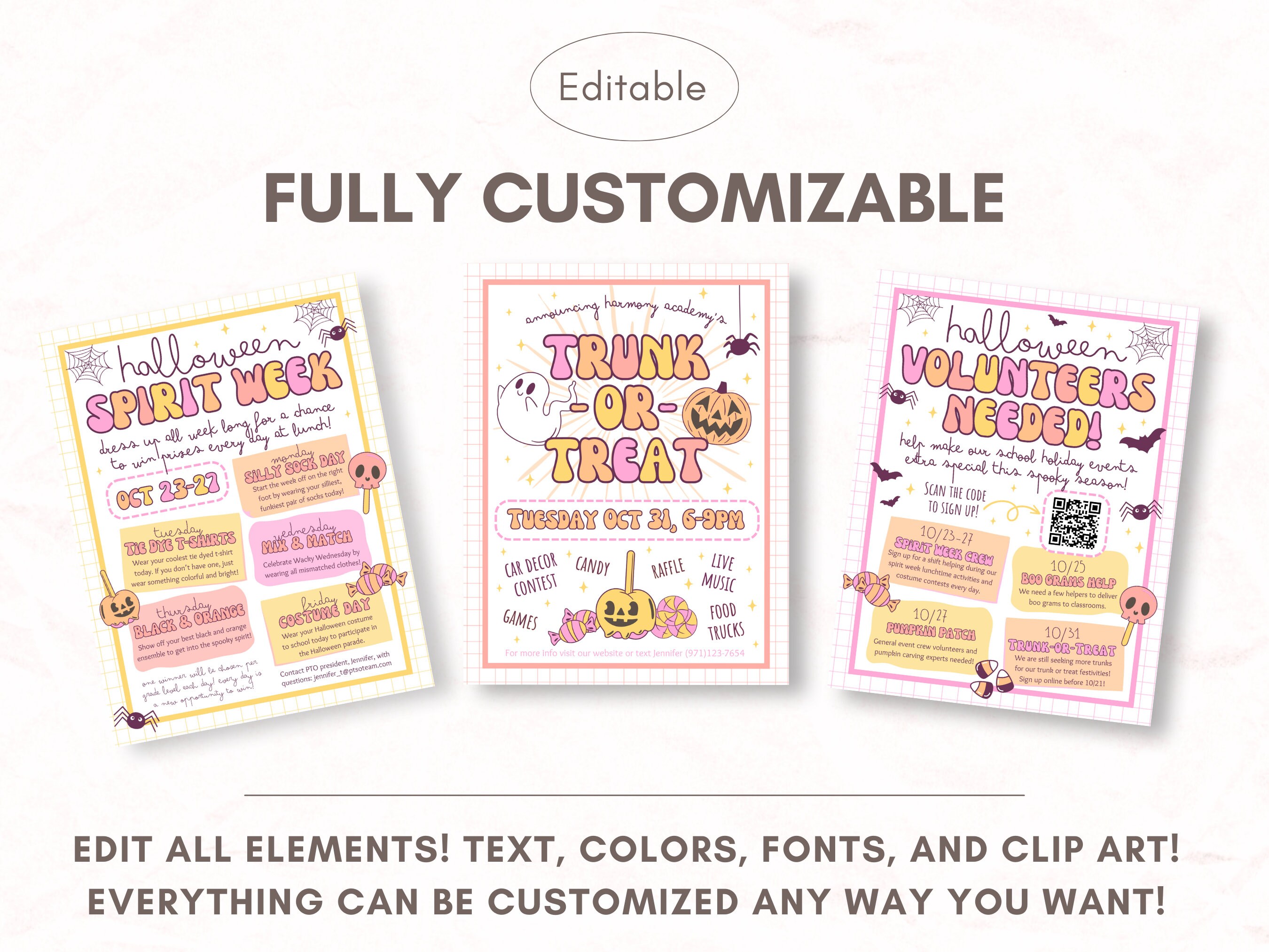 Editable Halloween Flyer Templates, PTA/PTO Events (canva Template ...
