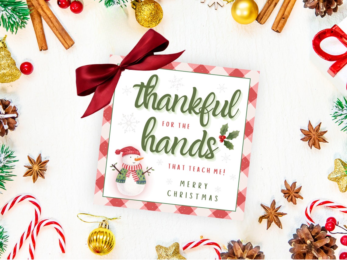 Christmas Teacher Gift Tag, Printable Holiday Thank You (digital ...