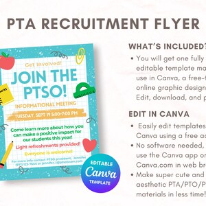 Editable PTA Recruitment Flyer, PTA Membership, Canva Template for PTO ...