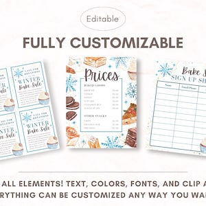 Christmas Holiday Bake Sale Flyer, Winter Bake Sale Editable Template ...