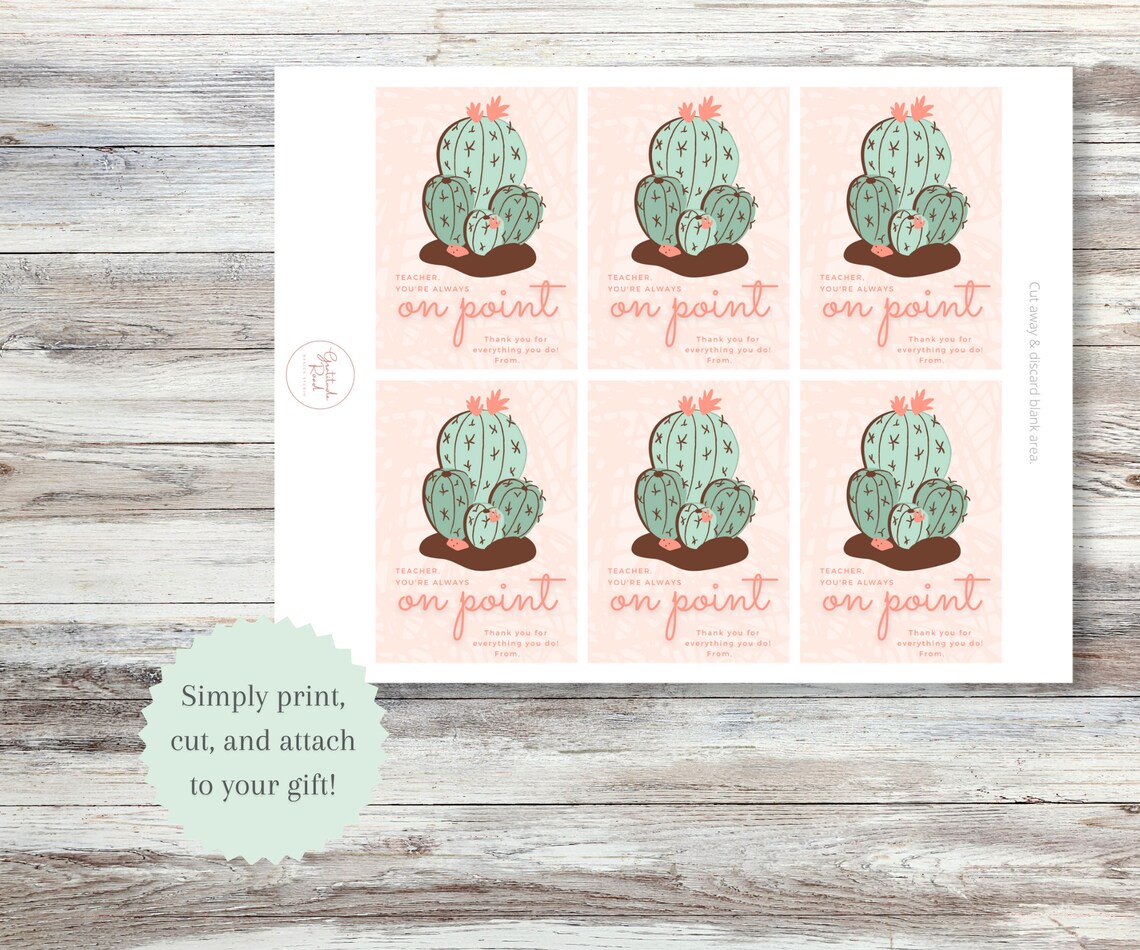 Teacher You're on Point Thank You Card/ Cactus Succulent | Etsy