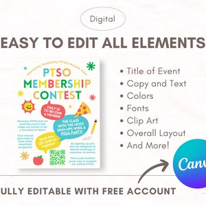 Editable PTA Flyer Template, PTA Membership Drive, Canva Template for ...