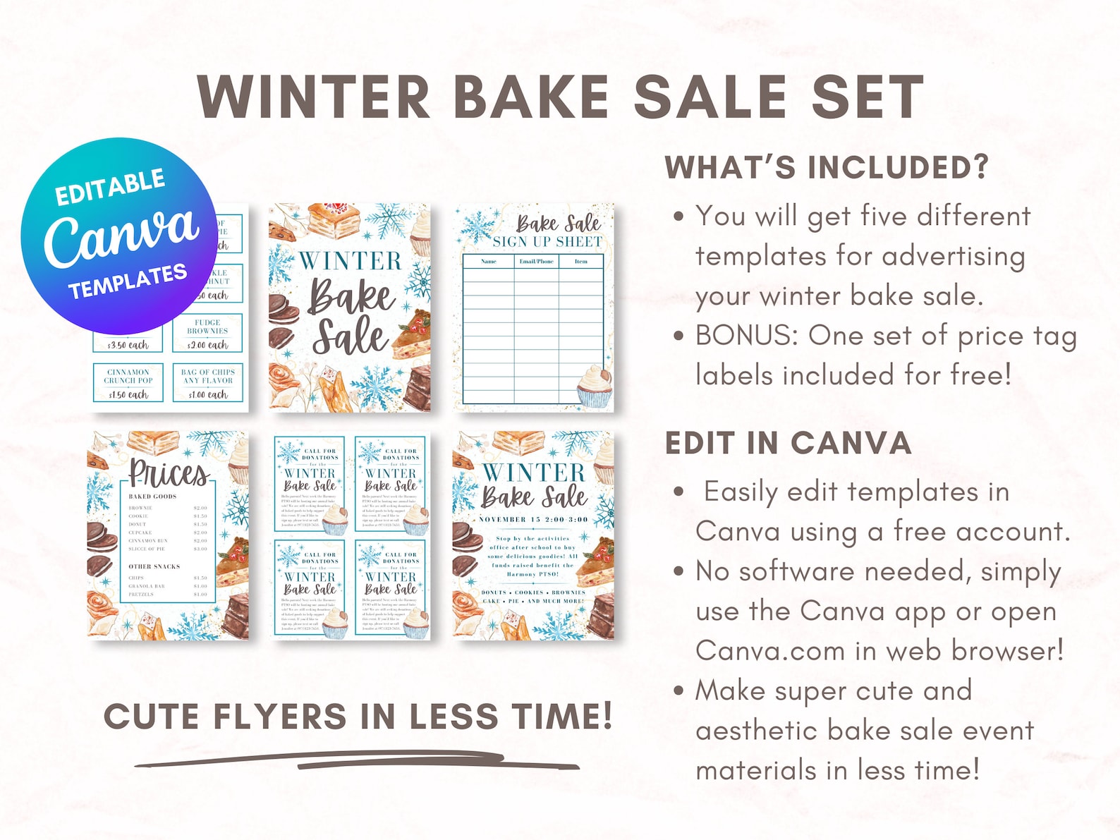 Christmas Holiday Bake Sale Flyer, Winter Bake Sale Editable Template ...