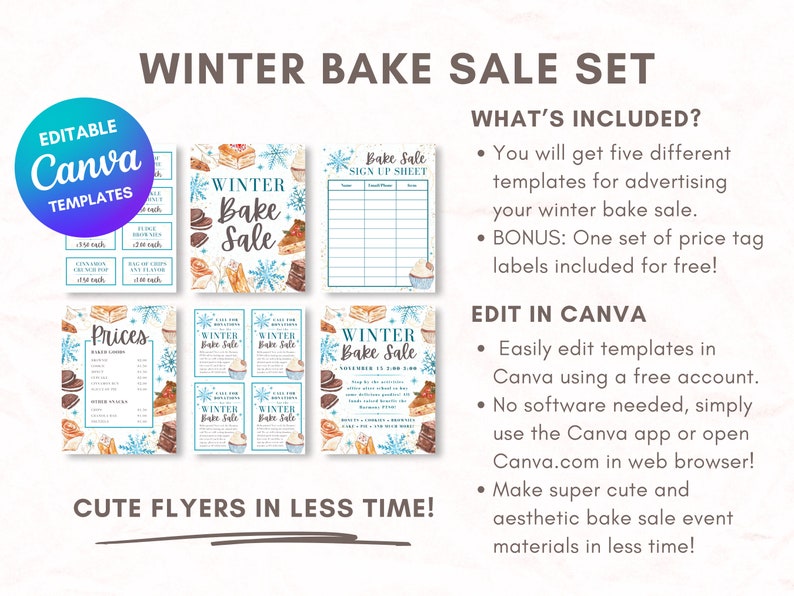 Christmas Holiday Bake Sale Flyer, Winter Bake Sale Editable Template ...