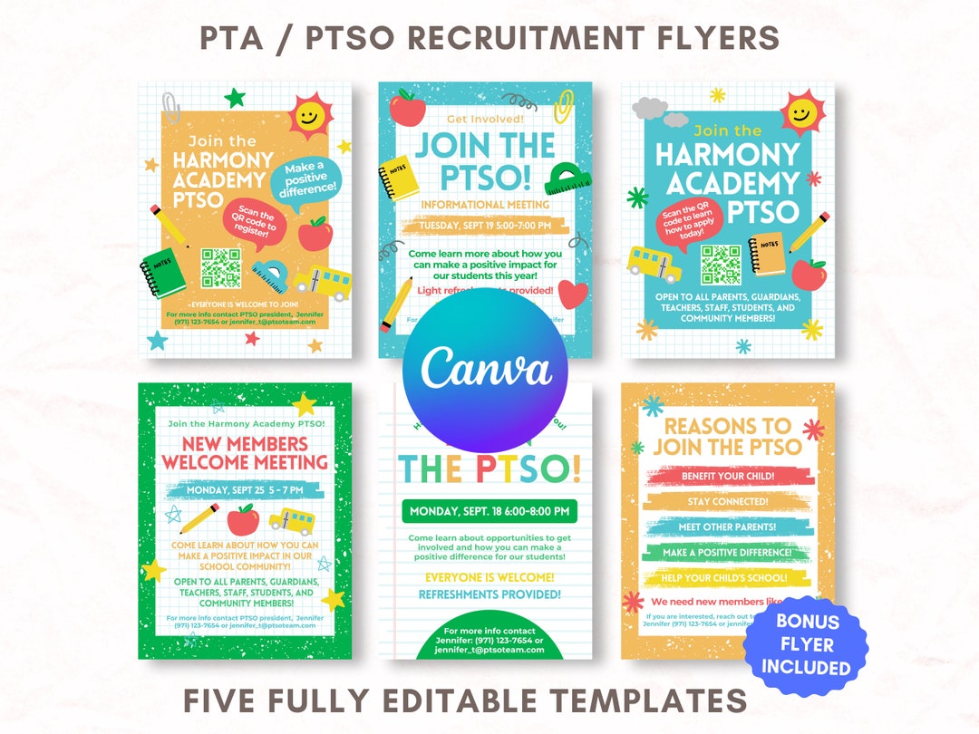 Editable PTA Recruitment Fliers, PTA Membership, Canva Template for PTO ...