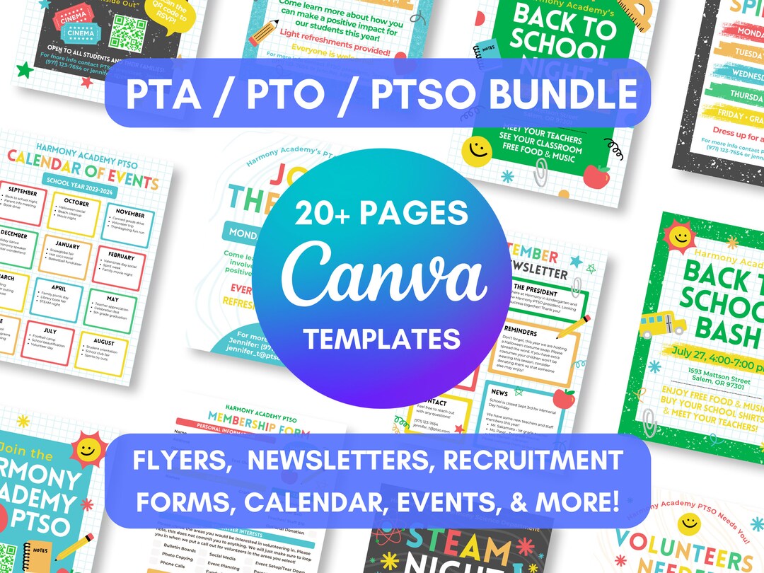 Editable PTA Meeting Flyer Bundle, PTA Newsletter, Canva Template for ...