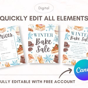 Christmas Holiday Bake Sale Flyer, Winter Bake Sale Editable Template ...
