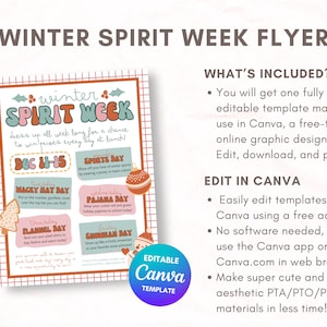 Winter Spirit Week Flyer Template, Christmas Spirit Week, Winter Dress ...