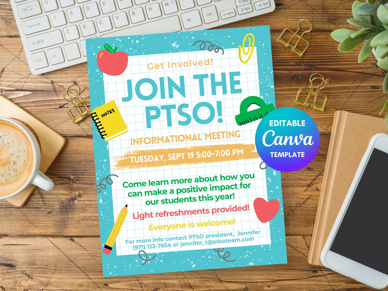 Editable PTA Recruitment Flyer, PTA Membership, Canva Template for PTO ...