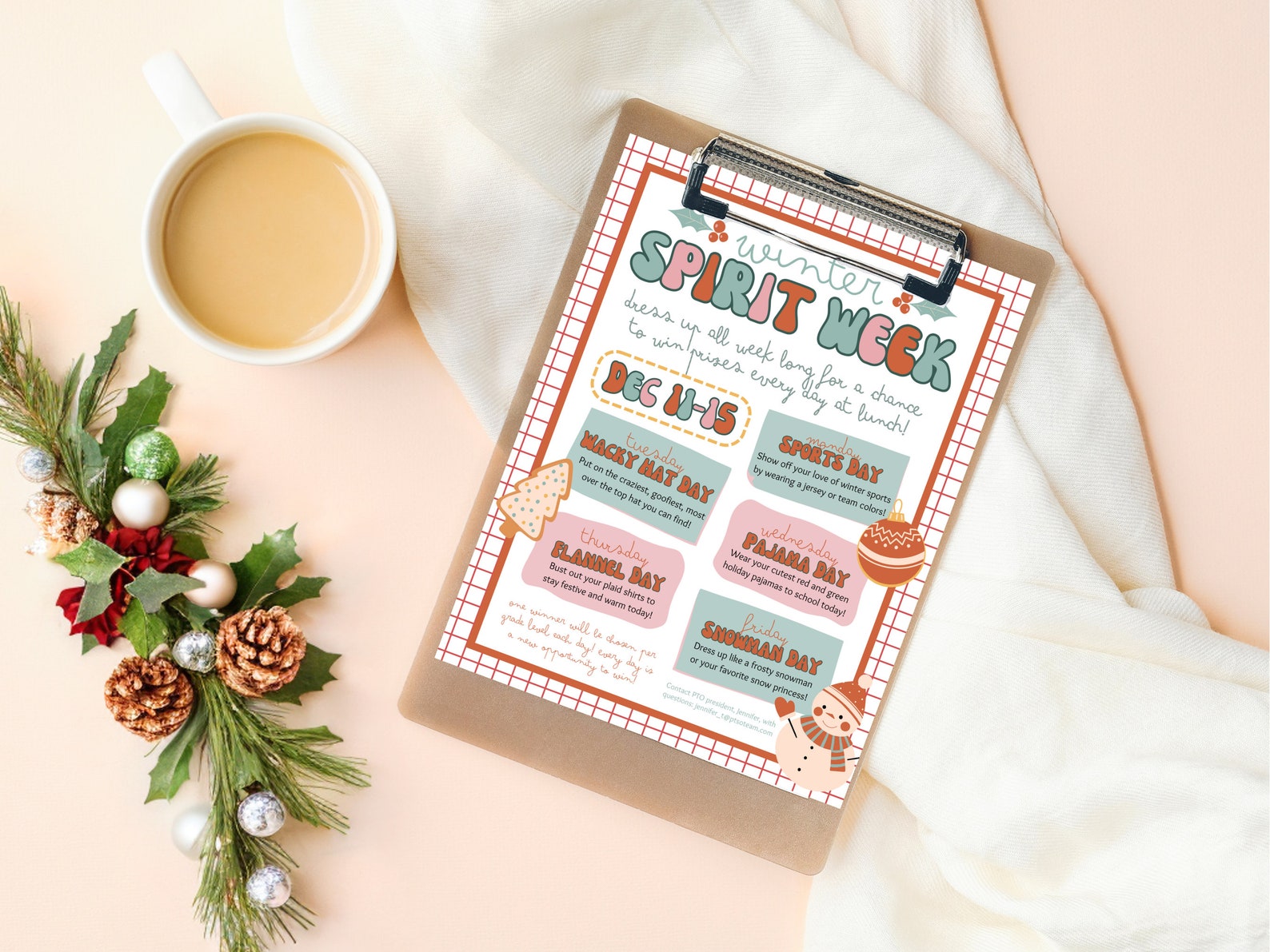 Winter Spirit Week Flyer Template, Holiday Dress-up Days (canva ...