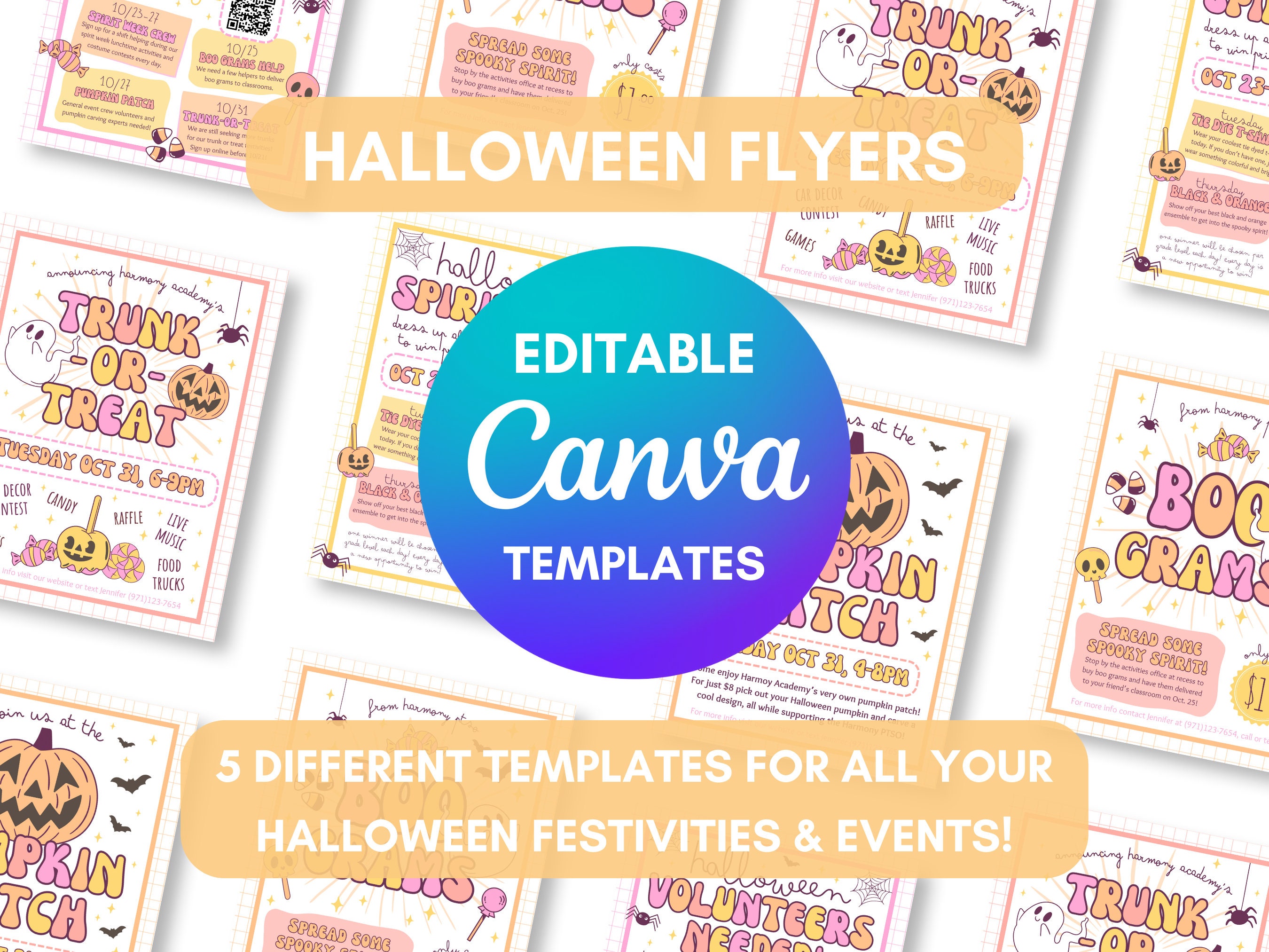 Editable Halloween Flyer Templates, PTA/PTO Events (canva Template ...