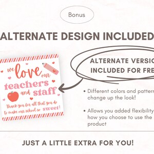 Teacher Valentines Day Tags, We Love Our Teachers and Staff, School ...