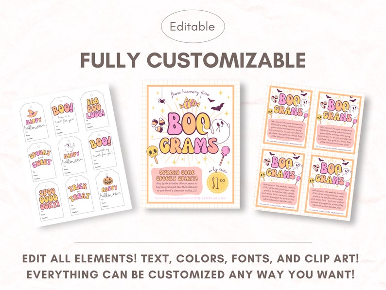 Editable Halloween Boo Grams Template, Candy Gram Fundraiser (canva ...