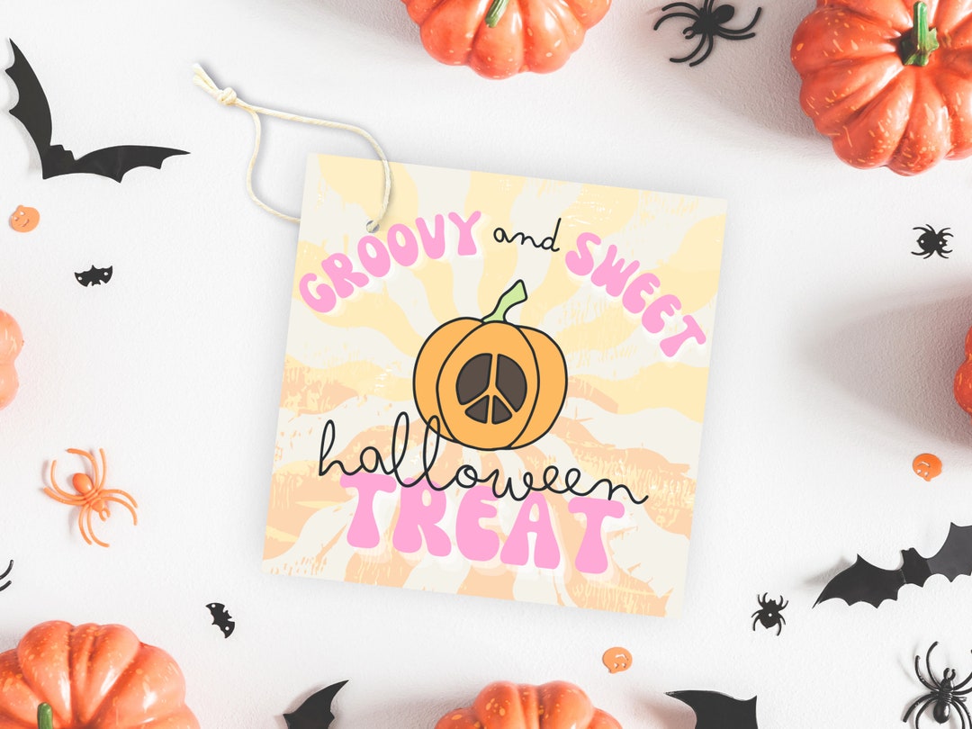 Retro Halloween Treat Tag, Groovy Party Favor (digital Download) - Etsy