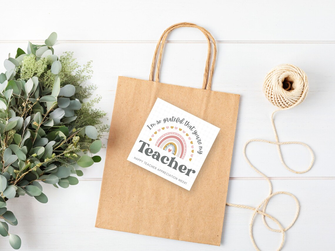 Teacher Thank You Gift Tag Printable, I'm so Grateful You're My Teacher ...