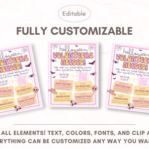 Editable Halloween Volunteer Flyer Templates, PTA Halloween Events ...