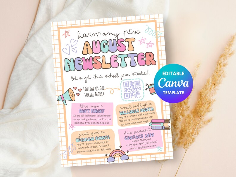 Editable PTA Newsletter Template, School Flyer (canva Template) - Etsy