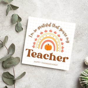 Thanksgiving Teacher Gift Tag, Printable Rainbow Pumpkin (digital ...