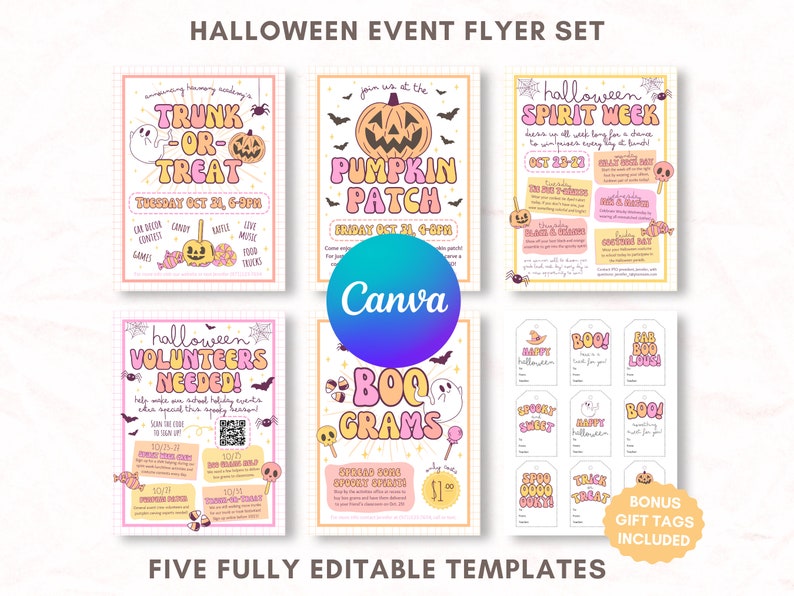 Editable Halloween Flyer Templates, PTA/PTO Events (canva Template ...