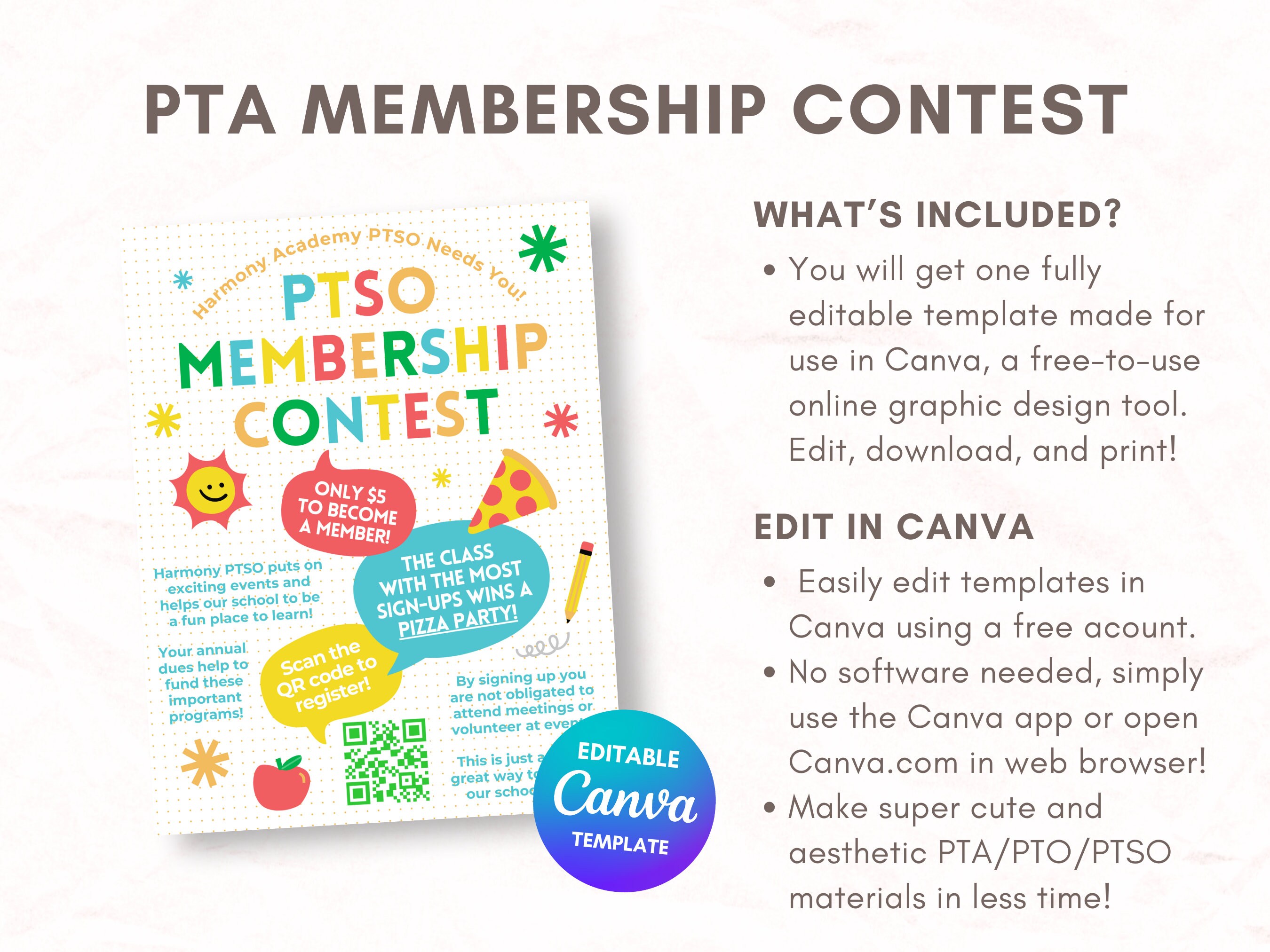 Editable PTA Flyer Template PTA Membership Drive Canva - Etsy Canada