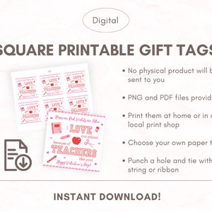 Teacher Valentines Day Tags, I Love Our School Because of Teachers Like ...