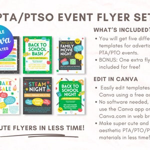 Editable PTA Flyers, Pta Event Flyers, Canva Template for PTO Family ...