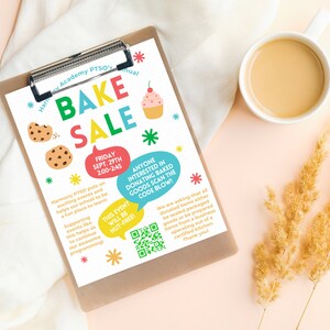 Bake Sale Event Flyer Editable, Bake Sale PTA Fundraiser, Canva ...