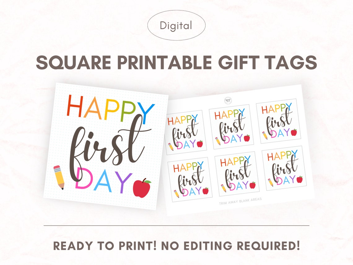 First Day of School Gift Tag, Rainbow Design (digital Download) - Etsy