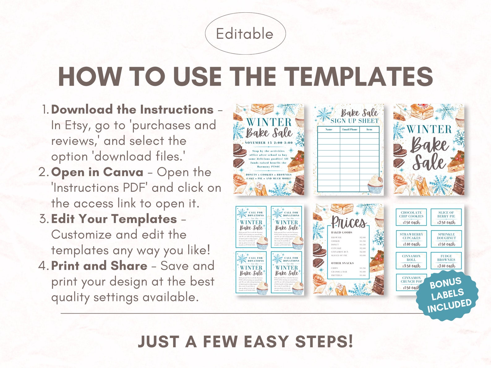 Christmas Holiday Bake Sale Flyer, Winter Bake Sale Editable Template ...