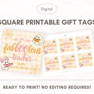 Halloween Treat Tag, Fab-boo-lous Teacher, Halloween Cookie Tag ...
