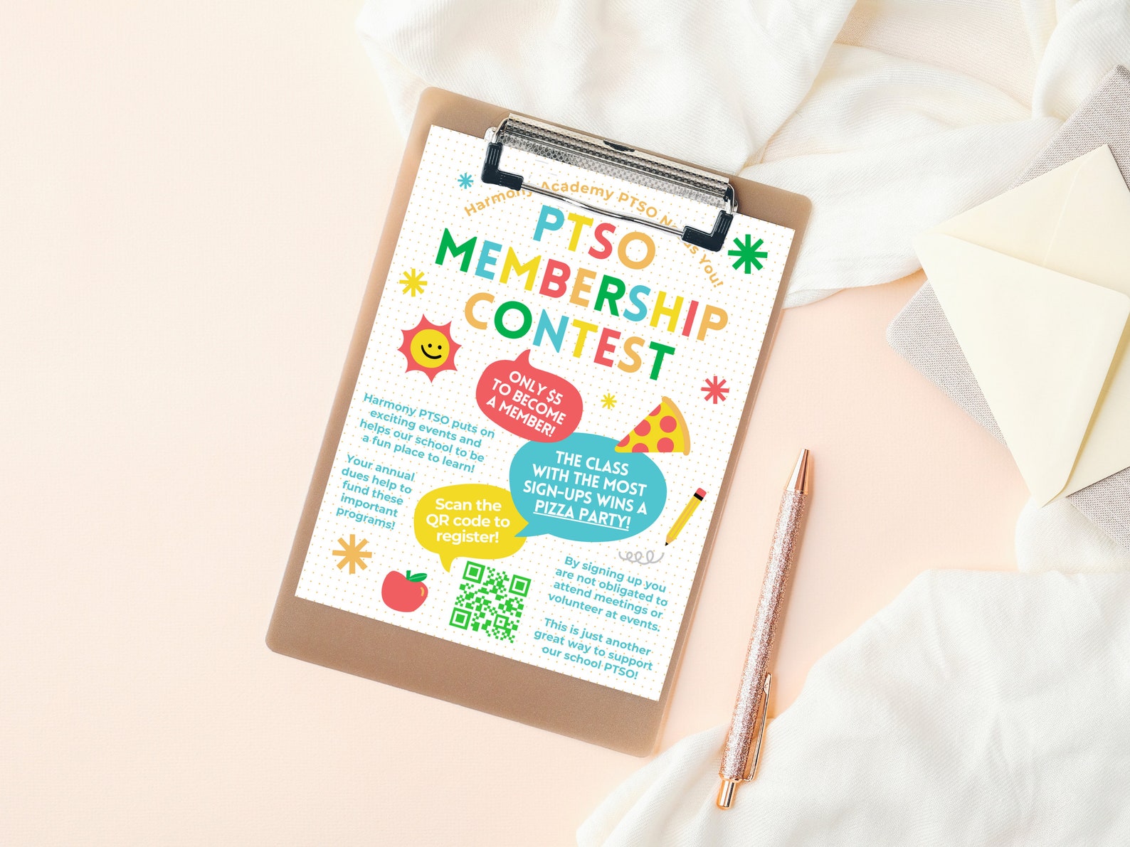 Editable PTSO Membership Drive Flyer, Pizza Party Contest (canva ...