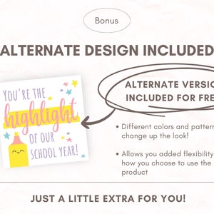 Teacher Thank You Gift Tag Printable, You're the Highlight of Our ...